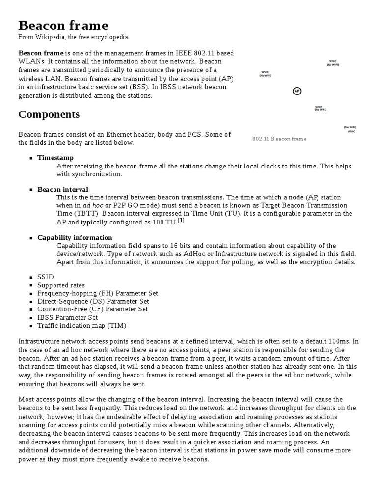 Beacon Frame | PDF | Telecommunications Standards | Computer Architecture