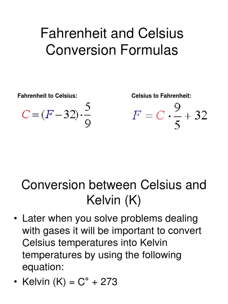 Temperature Conversion Formulas | PDF