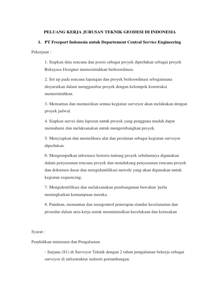 Pekerjaan Ilmu Geodesi Di Indonesia Dan Luar Negeri | PDF | Seni