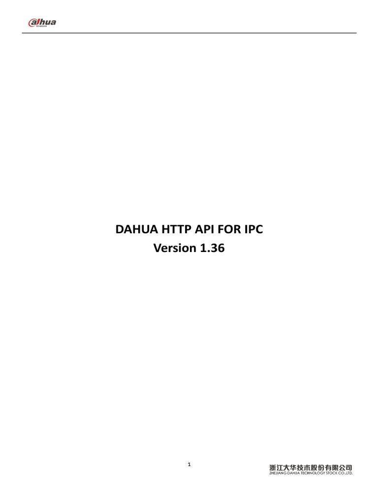 Dahua HTTP API For Ipc&Sd-V1.36 | PDF | Computer Data | Computer Architecture
