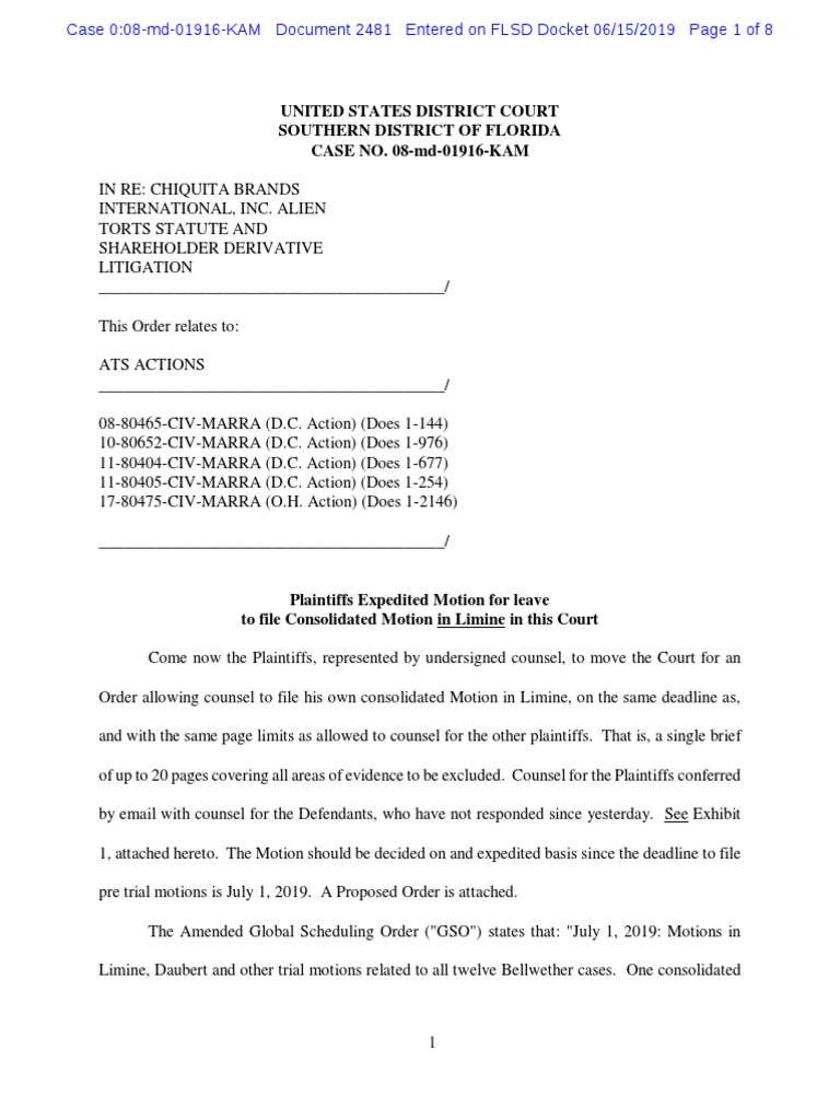 Motion For Leave To File Motion in Limine | PDF | Deposition (Law ...