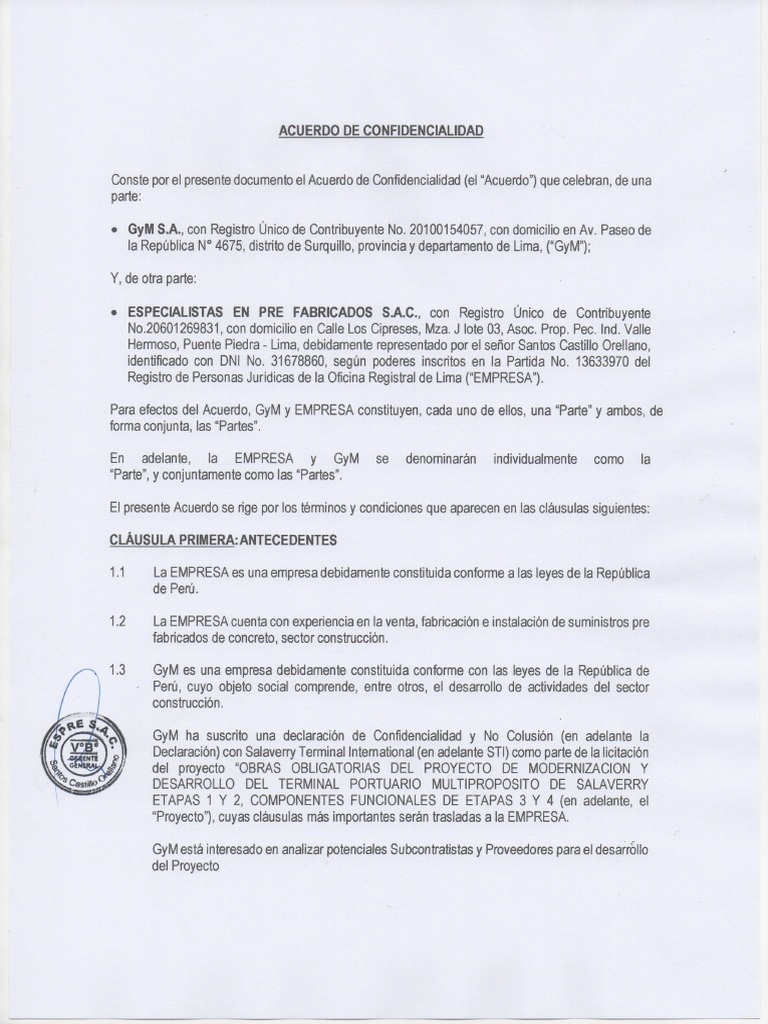 Acta de Confidencialidad | PDF