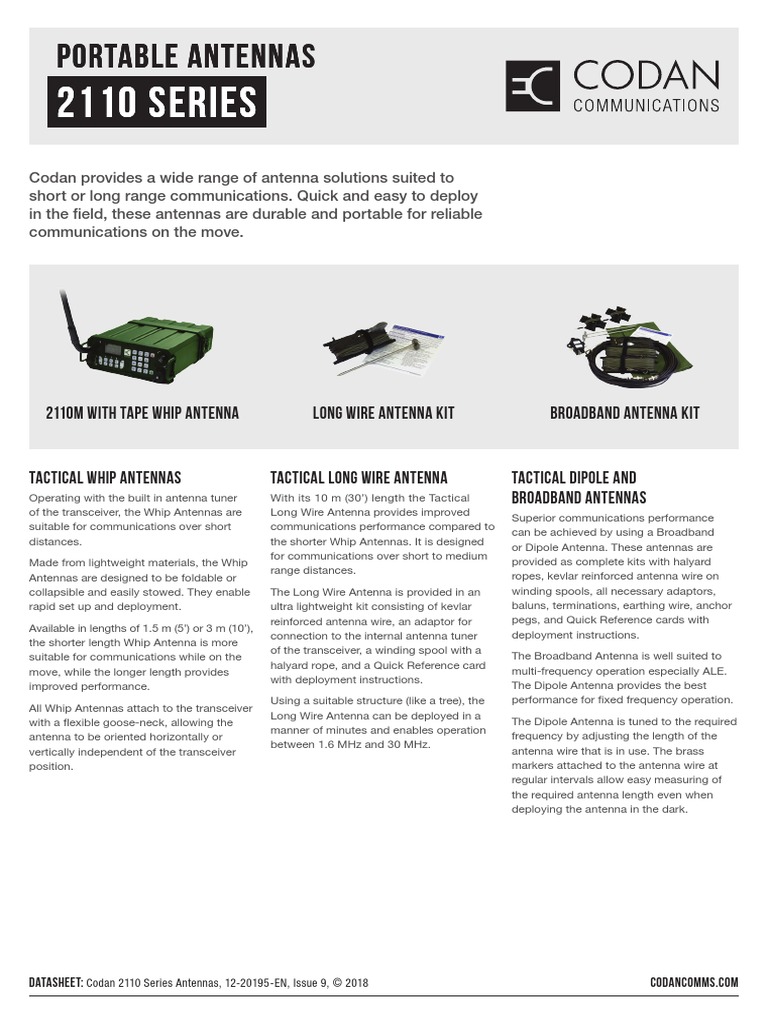 Codan 12 20195 en 9 2110 Series Antennas | PDF | Antenna (Radio ...