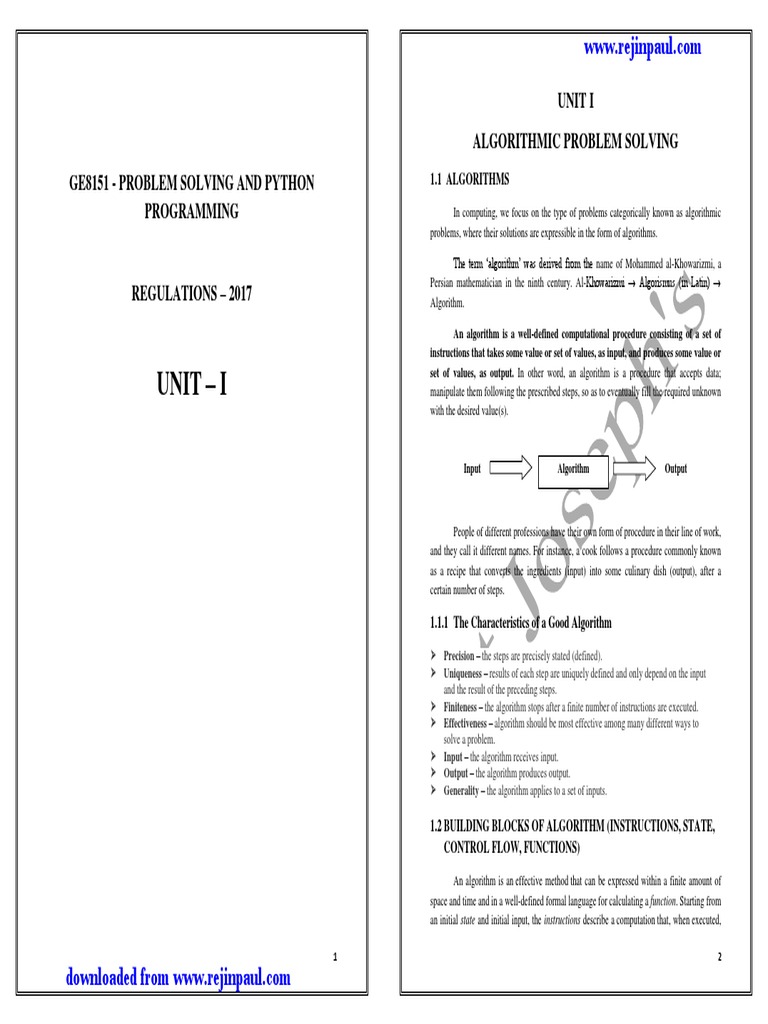 GE8151 Notes PDF | PDF | Recursion | Algorithms GE8151 Notes PDF | PDF | Recursion | Algorithms