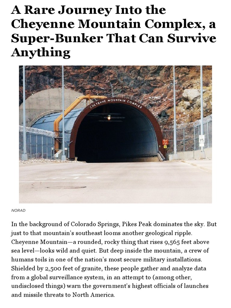 A Rare Journey Into The Cheyenne Mountain Complex, A Super-Bunker That ...