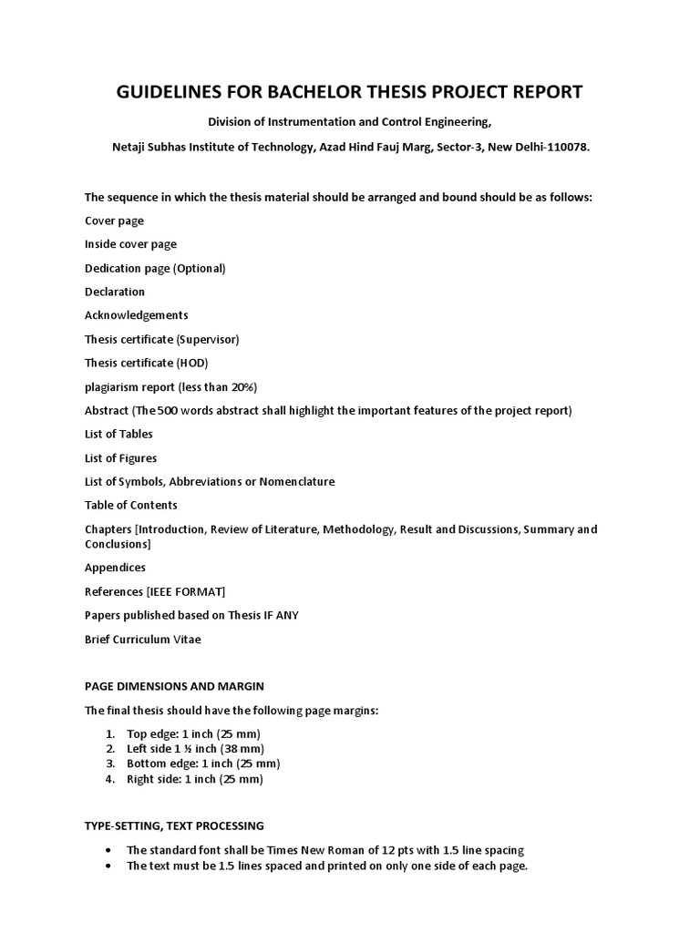 Guidelines For Bachelor Thesis Project Report - 2019 | PDF | Book ...