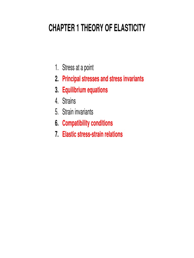 Chapter I Theory of Elasticity | PDF | Stress (Mechanics) | Deformation ...