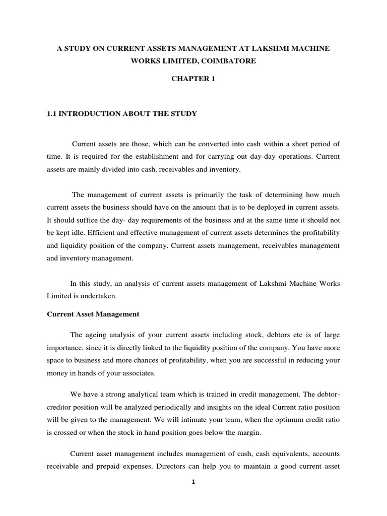 Current Assets Management Study at LMW | PDF | Data Analysis | Investing
