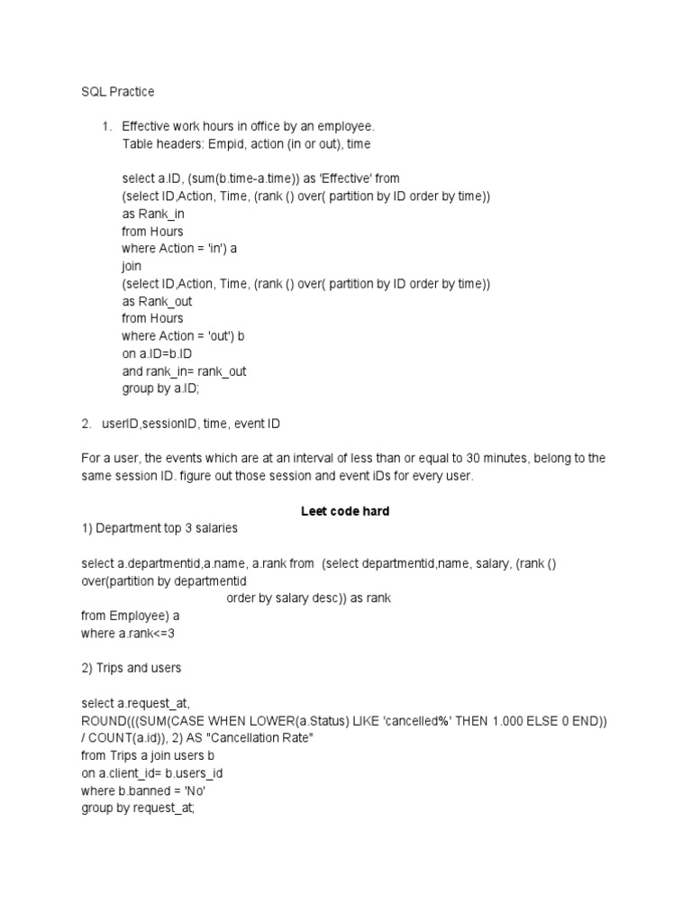 SQL Practice | PDF | Business