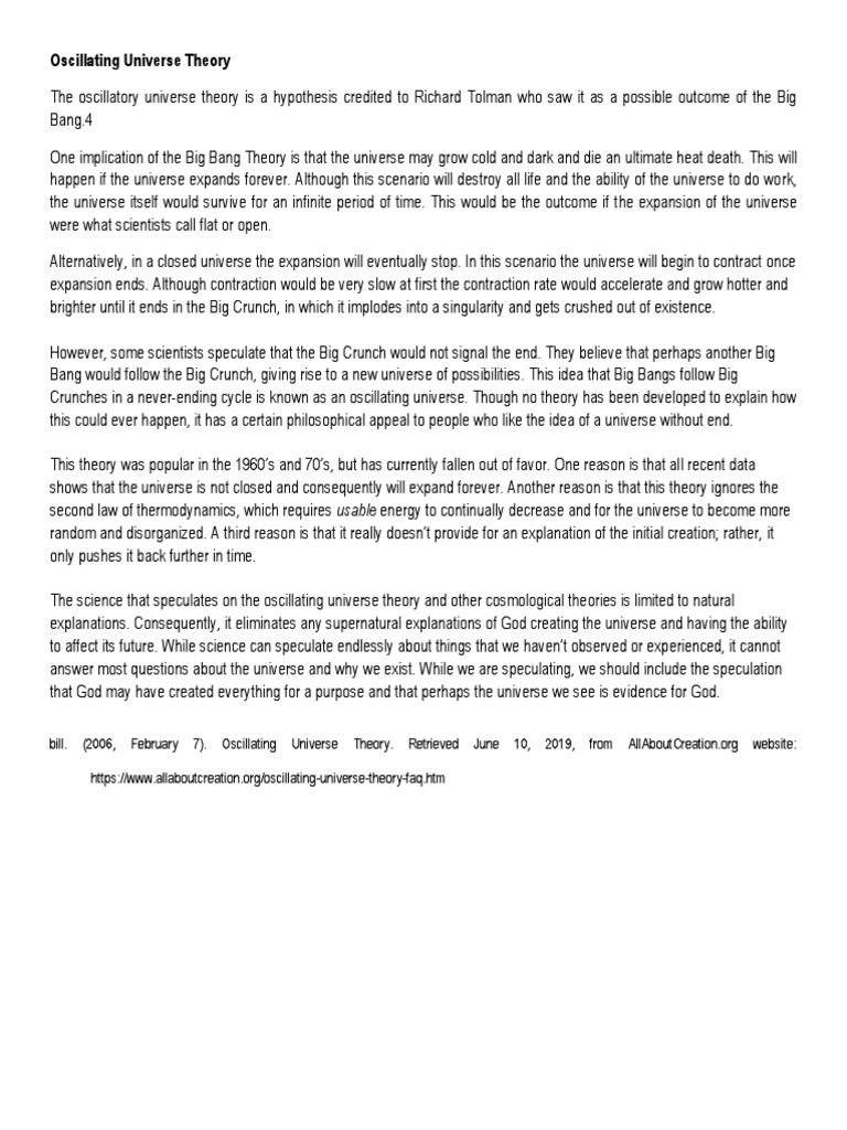 Oscillating Universe Theory | PDF | Universe | Big Bang