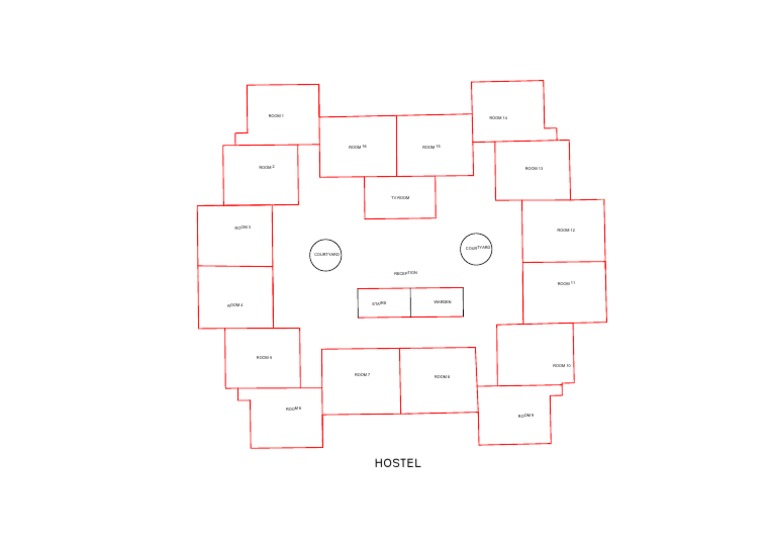 Hostel Room Layout and Reception Guide | PDF