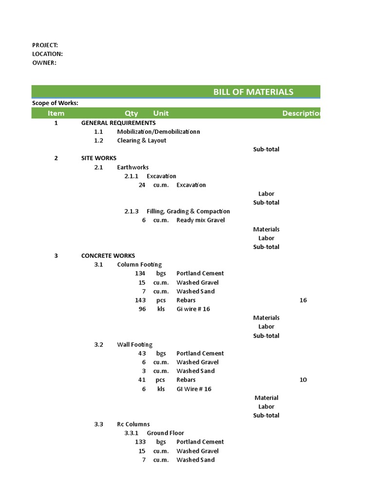 Bill of Materials | PDF | Plumbing | Structural Engineering