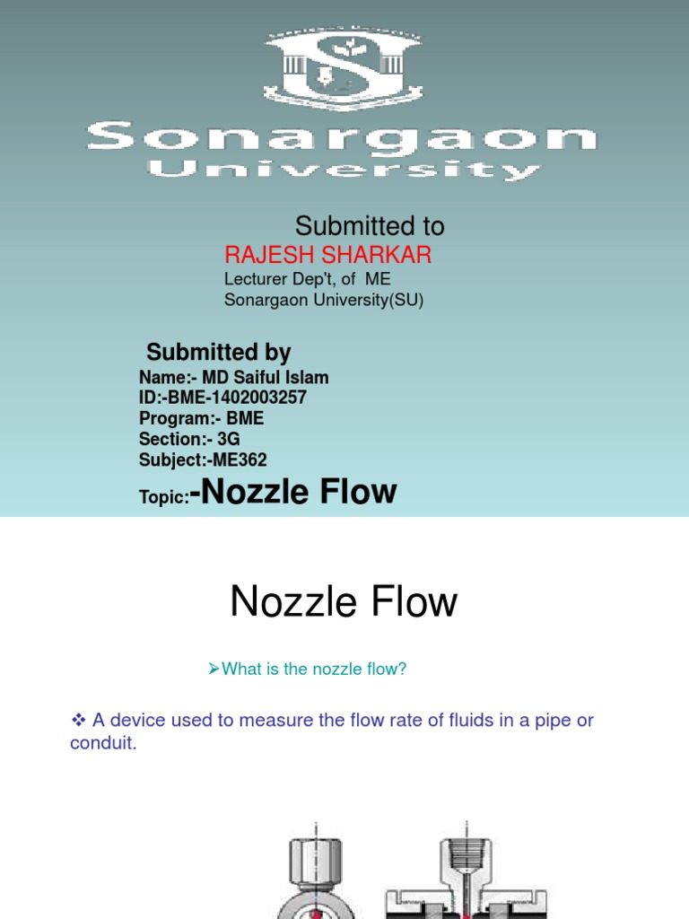 Nozzle Flow: Submitted To | PDF