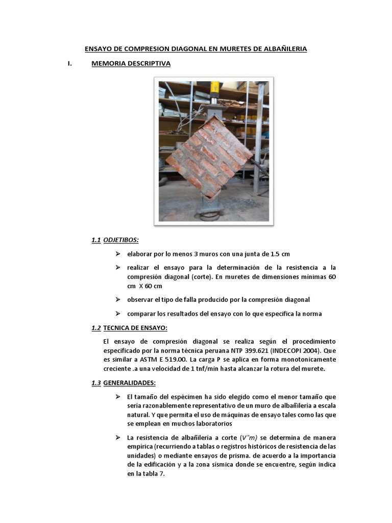Ensayo de Compresión en Muretes de Albañilería | PDF | Ladrillo | Hormigón