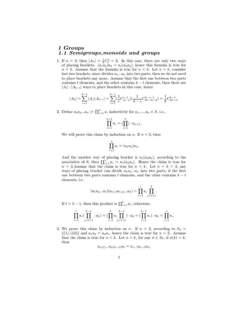 1 Groups 1.1 Semigroups, Monoids and Groups | PDF | Universal Algebra | Teaching Mathematics