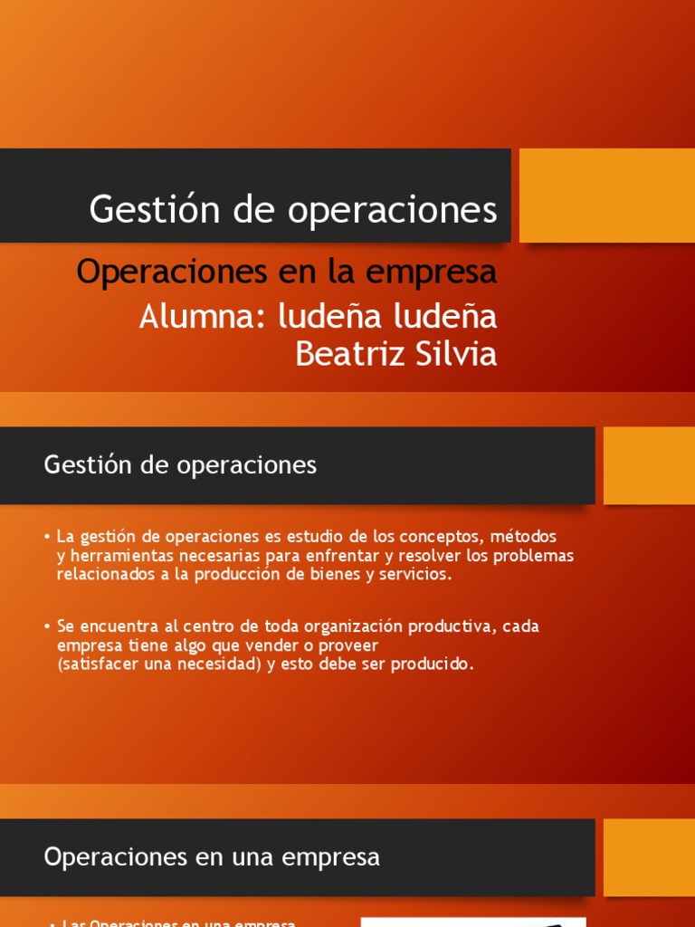 Gestión de Operaciones Diapositivas | PDF | Calidad (comercial ...