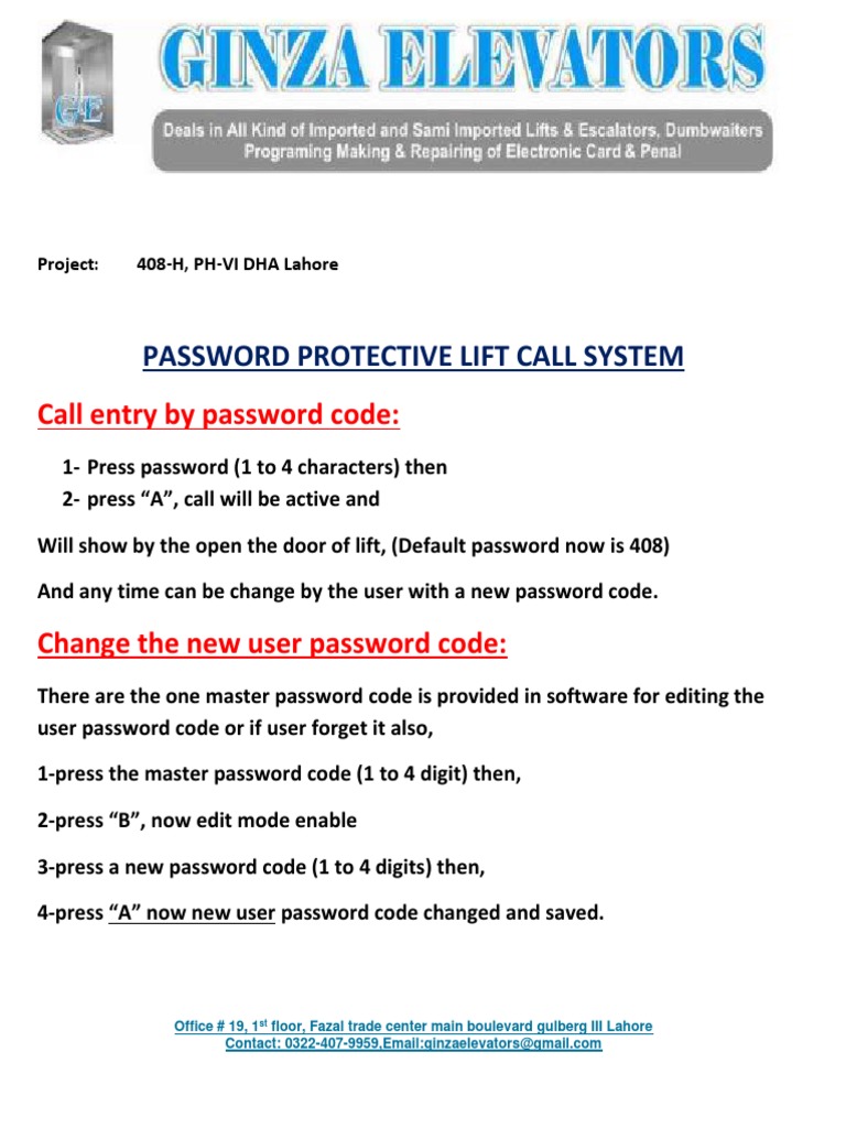 Password Protective Lift Call System | PDF