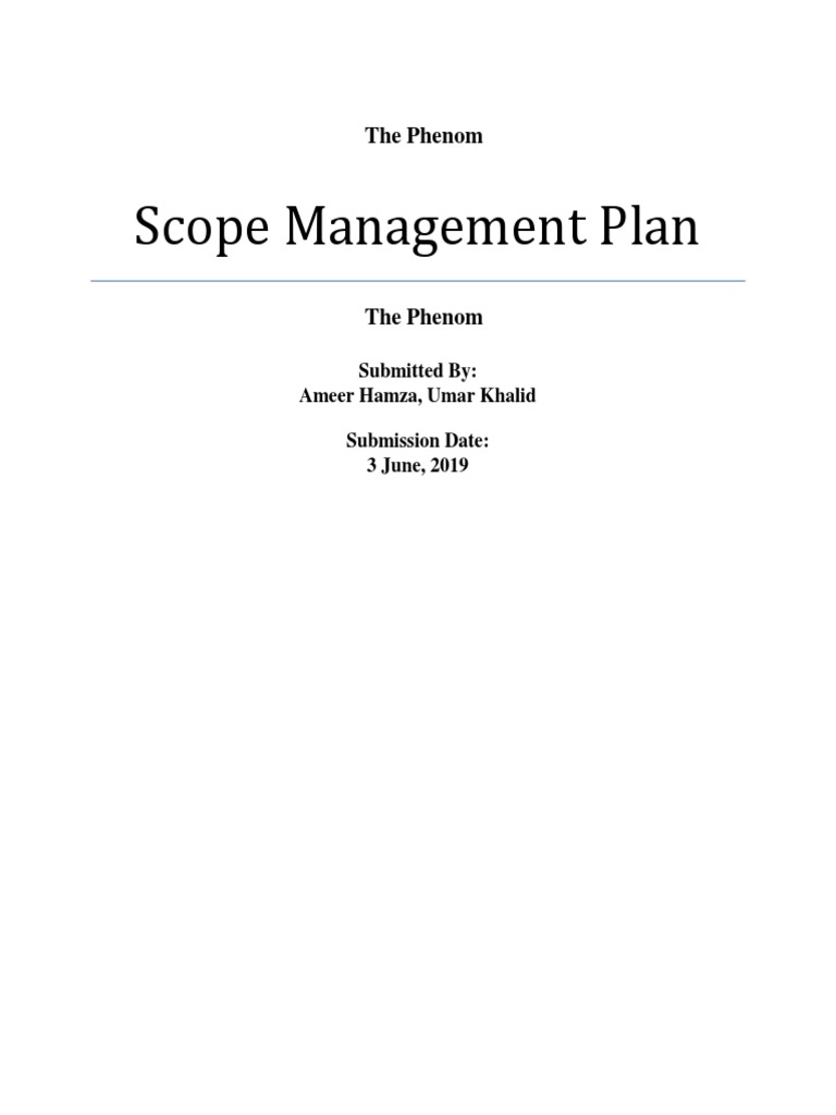 Scope Management Plan: The Phenom | PDF | Project Management | Business