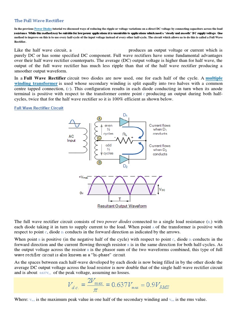 Bridge Rectifier | PDF | Root Mean Square | Rectifier