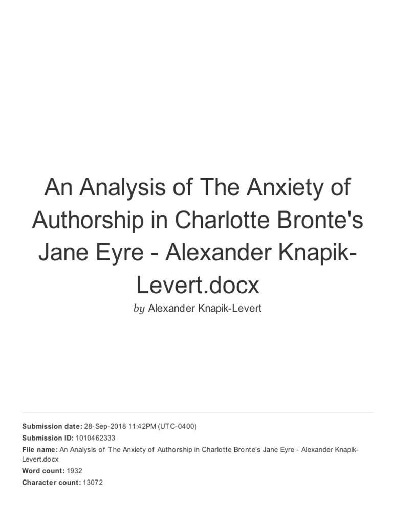 An Analysis of The Anxiety of Authorship in Charlotte Bronte's Jane ...