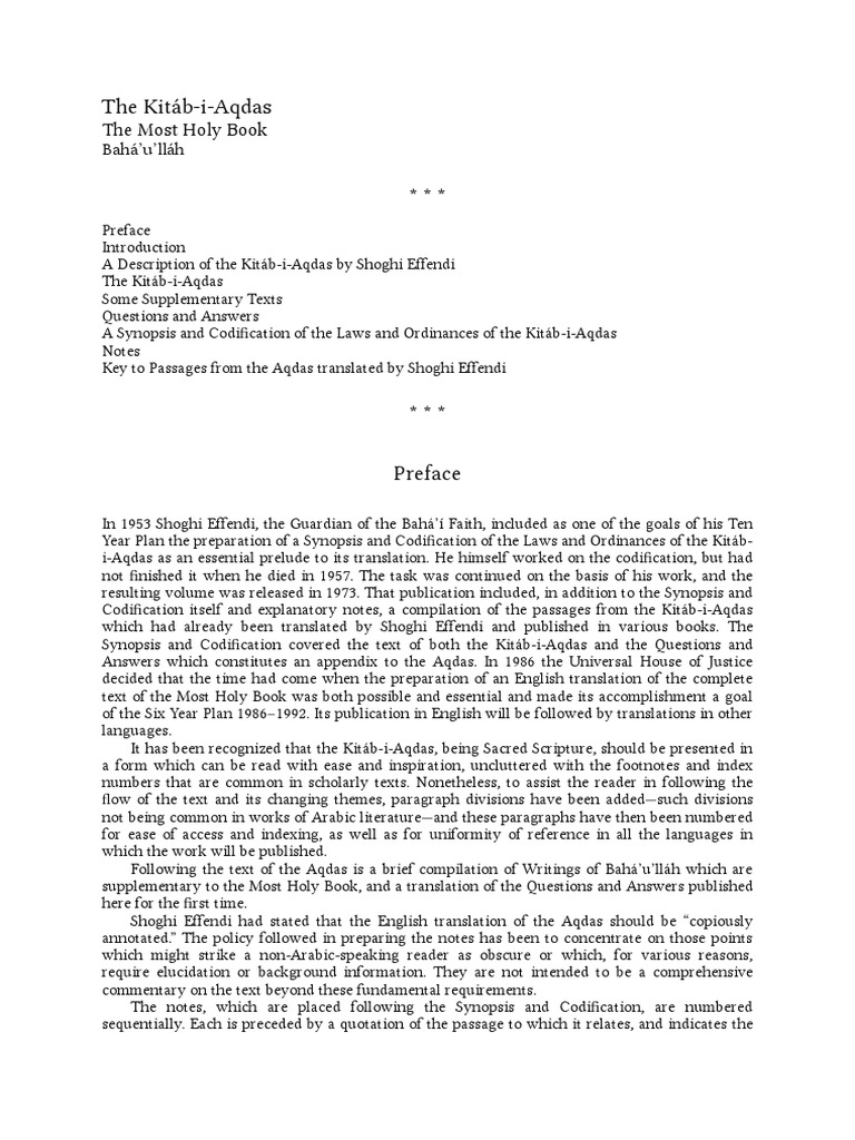 Kitab I Aqdas | PDF | Bahá'í Faith | Abrahamic Religions