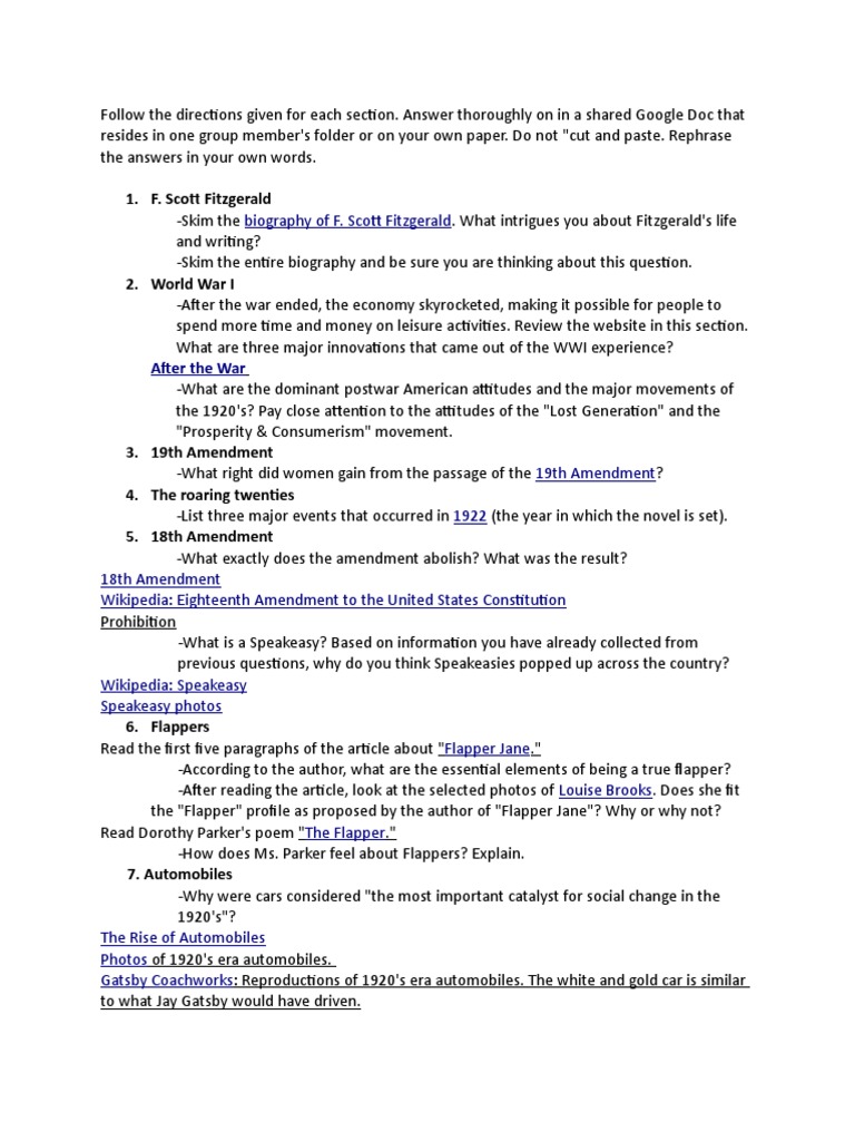 Great Gatsby Treasure Hunt | PDF | Travel | History