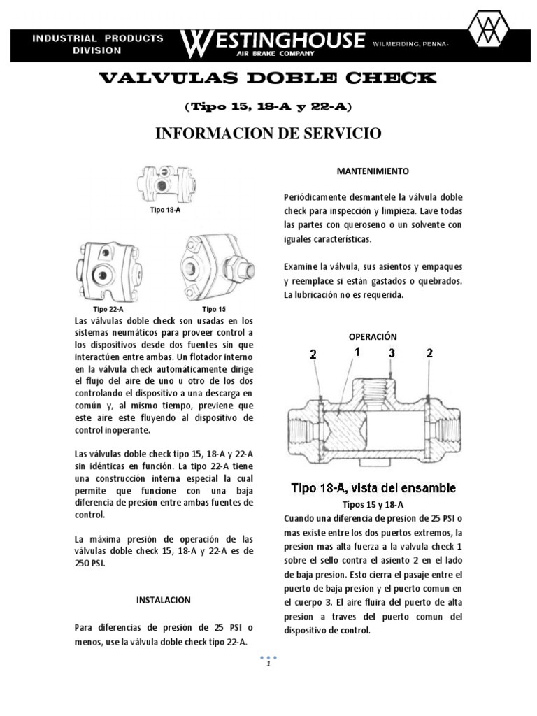 Valvula Doble Chek | PDF | Presión | Ingeniería mecánica