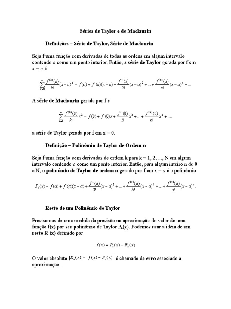 Sries de Taylor e de Maclaurin | PDF | Séries de Fourier | Equações