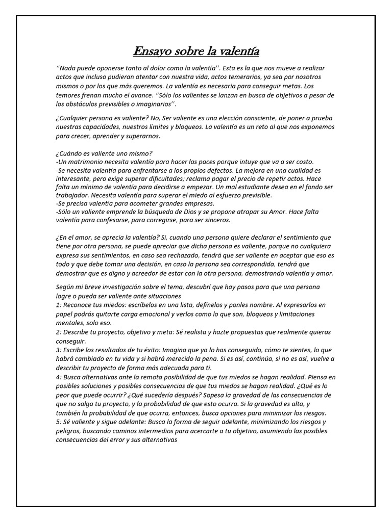 La valentía: valor y ejemplos prácticos | PDF | Mal | Valor