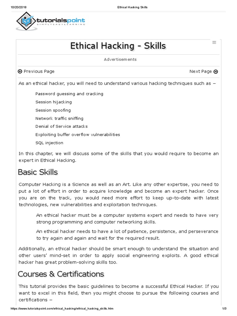 Ethical Hacking Skills | PDF | Security Hacker | White Hat (Computer Security)