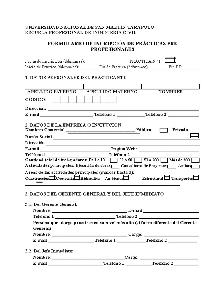 Formulario de Practicas Word | PDF | Ingeniero civil | Ingeniería