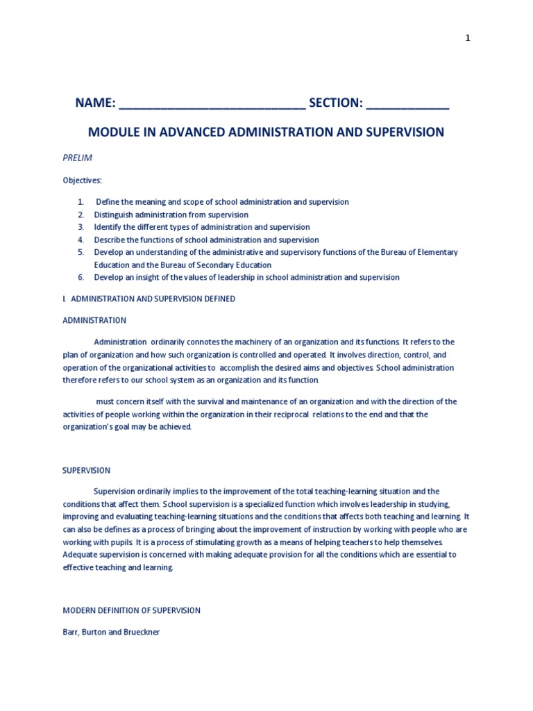 Advanced Administration and Supervision | PDF | Leadership | Schools