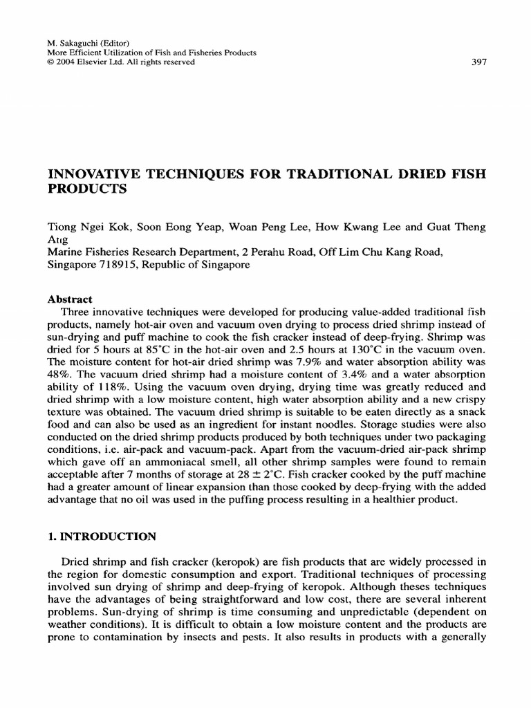 Innovative Techniques For Traditional Dried Fish | PDF | Vacuum | Water