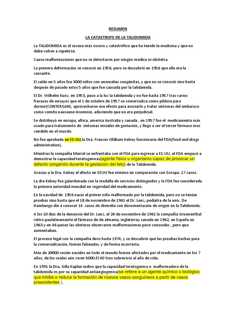La tragedia de la talidomida: historia y consecuencias | PDF ...