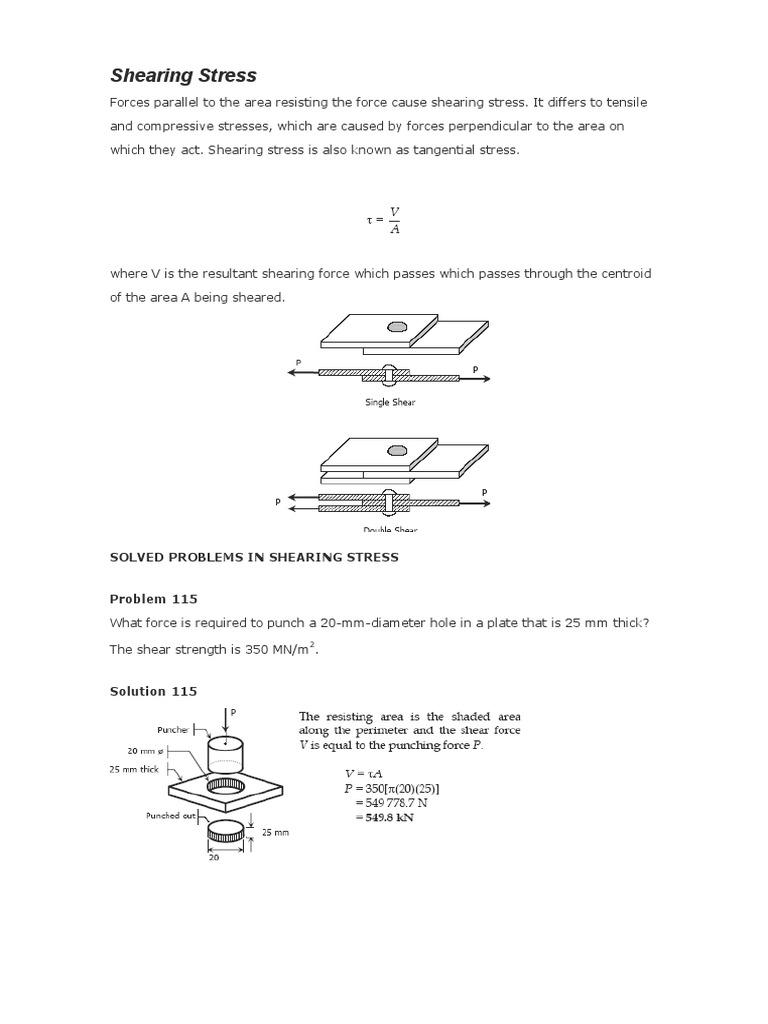 Shearing Stress: Solved Problems | PDF | Teaching Methods & Materials ...