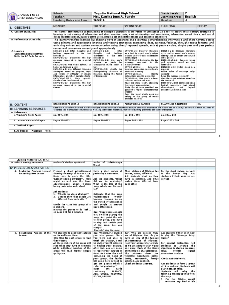 Grade 7 English Dll Third Quarter (1) | Narrative | Teachers