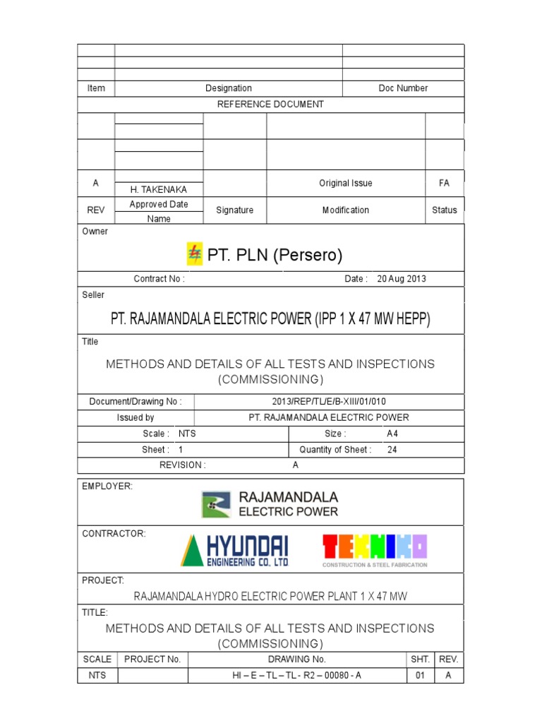 PT. PLN (Persero) : Methods and Details of All Tests and Inspections ...