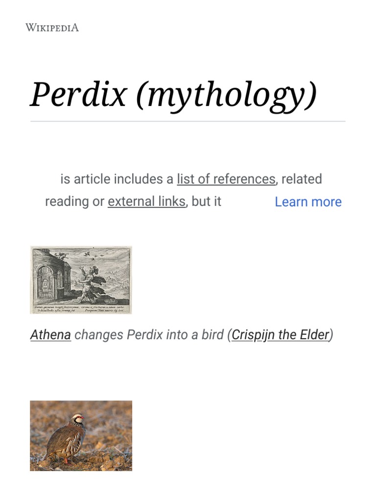 Perdix: Daedalus' Envious Nephew | PDF | Mythological Characters ...