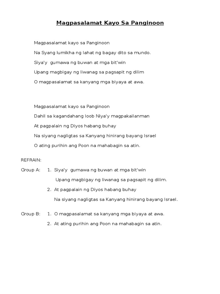 Filipino Mass Songs | PDF