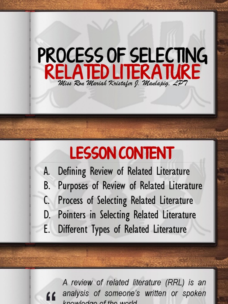 Lesson6 Process of Selecting Related Literature | PDF | Knowledge | Cognition