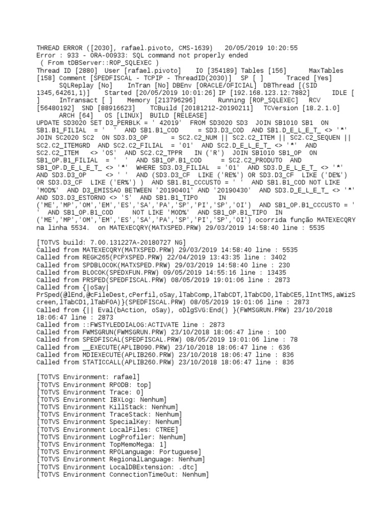 Erro ORA 00933 | PDF | Computer Programming | Information Technology