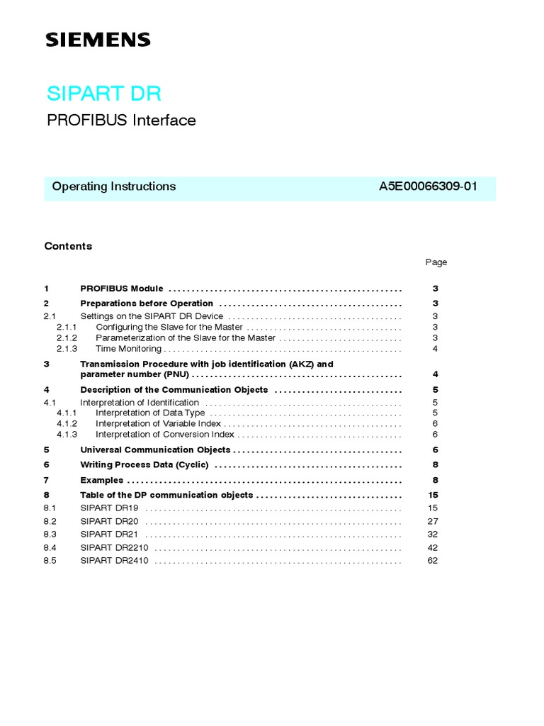 DR Profibus Sbs A5e66309-1gb PDF | PDF | Parameter (Computer Programming) | String (Computer ...