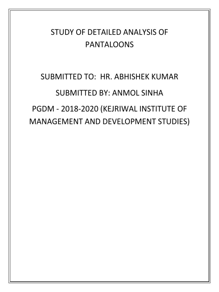 Pantaloons Internship Report | PDF | Retail | Business Economics
