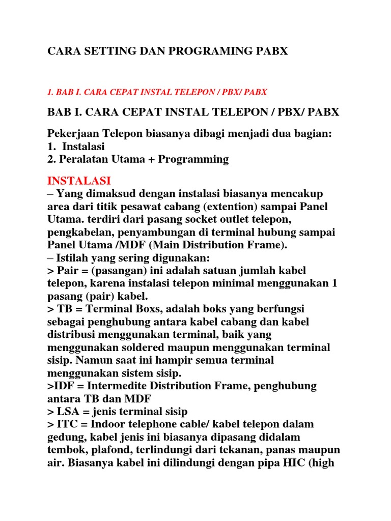 Cara Setting Dan Programing Pabx | PDF | Komputer