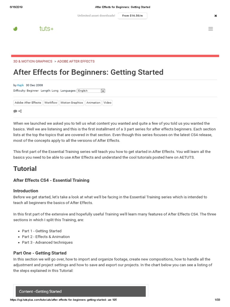 After Effects For Beginners - Getting Started | PDF | Codec | Computing
