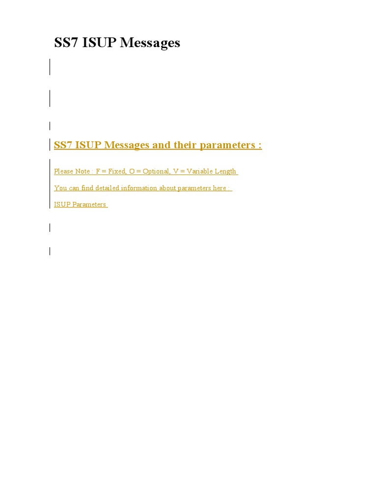 SS7 ISUP Messages | PDF | Computer Networking | Computer Network