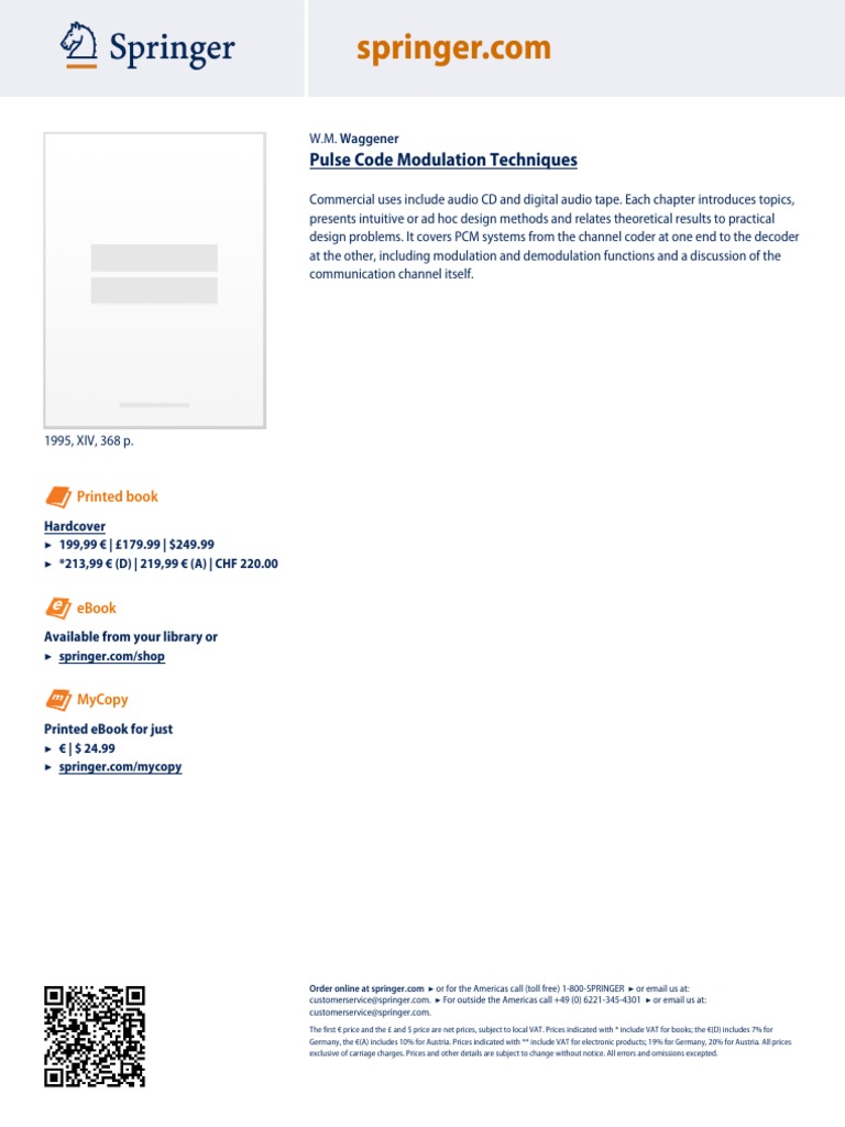 Pulse Code Modulation Techniques: Printed Book | PDF
