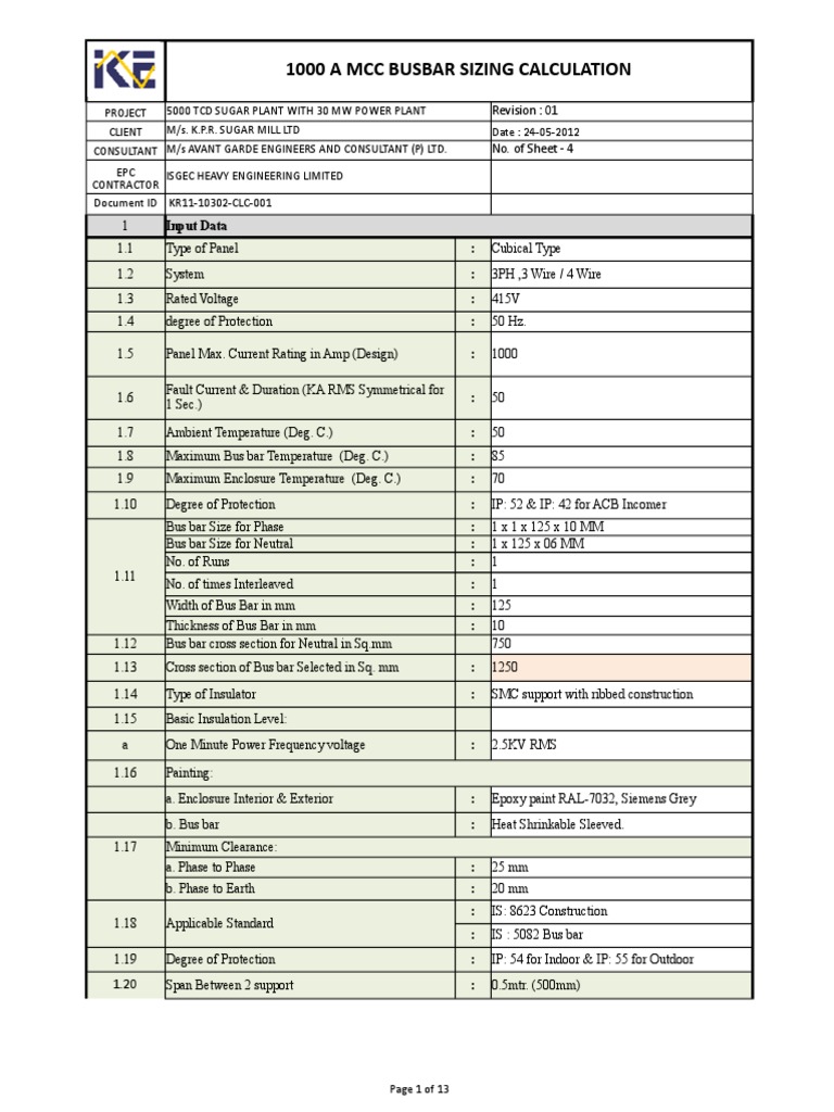Busbar Sizing Calculation | PDF | Insulator (Electricity) | Electricity
