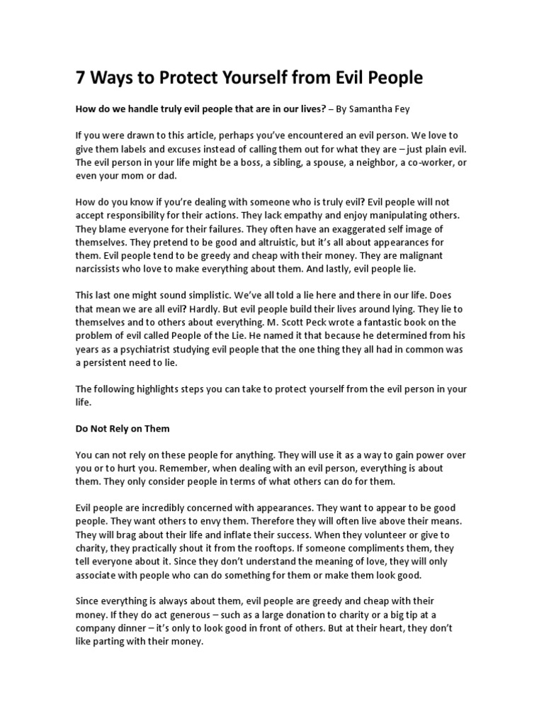 7 Ways To Protect Yourself From Evil People PDF | PDF | Evil | Love