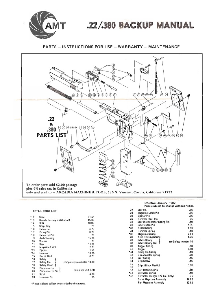 AMT .380 Backup Manual | PDF